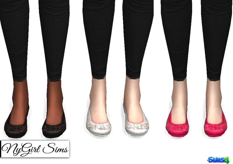 NyGirl Sims 4: Lace and Bow Ballet Flats