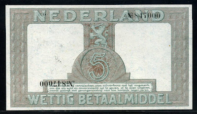 Netherlands currency 5 Gulden, 1944.|World Banknotes & Coins Pictures ...