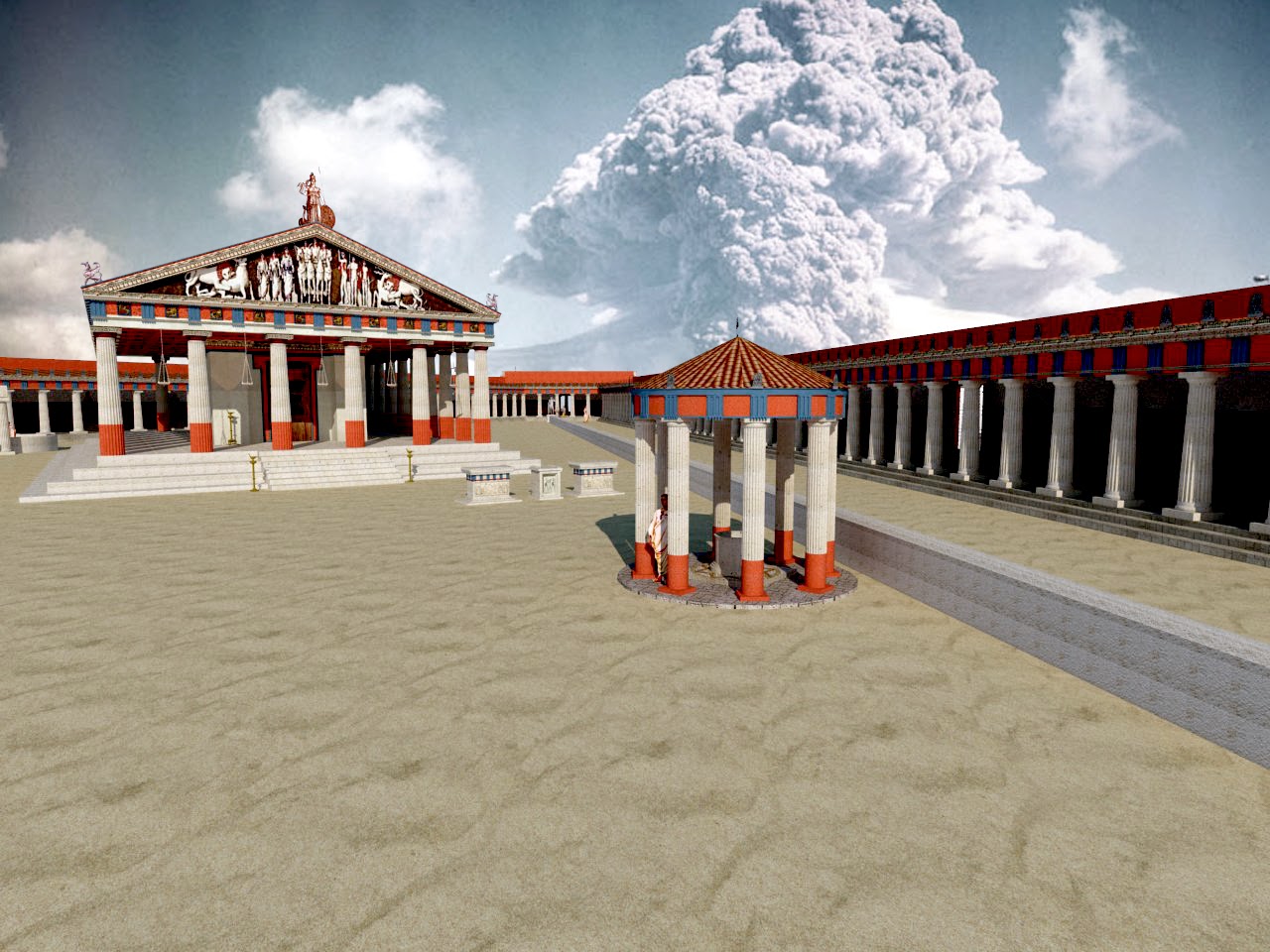 Sketch Reconstruction Architecture: Foro Triangolare di Pompei,Tholos e ...
