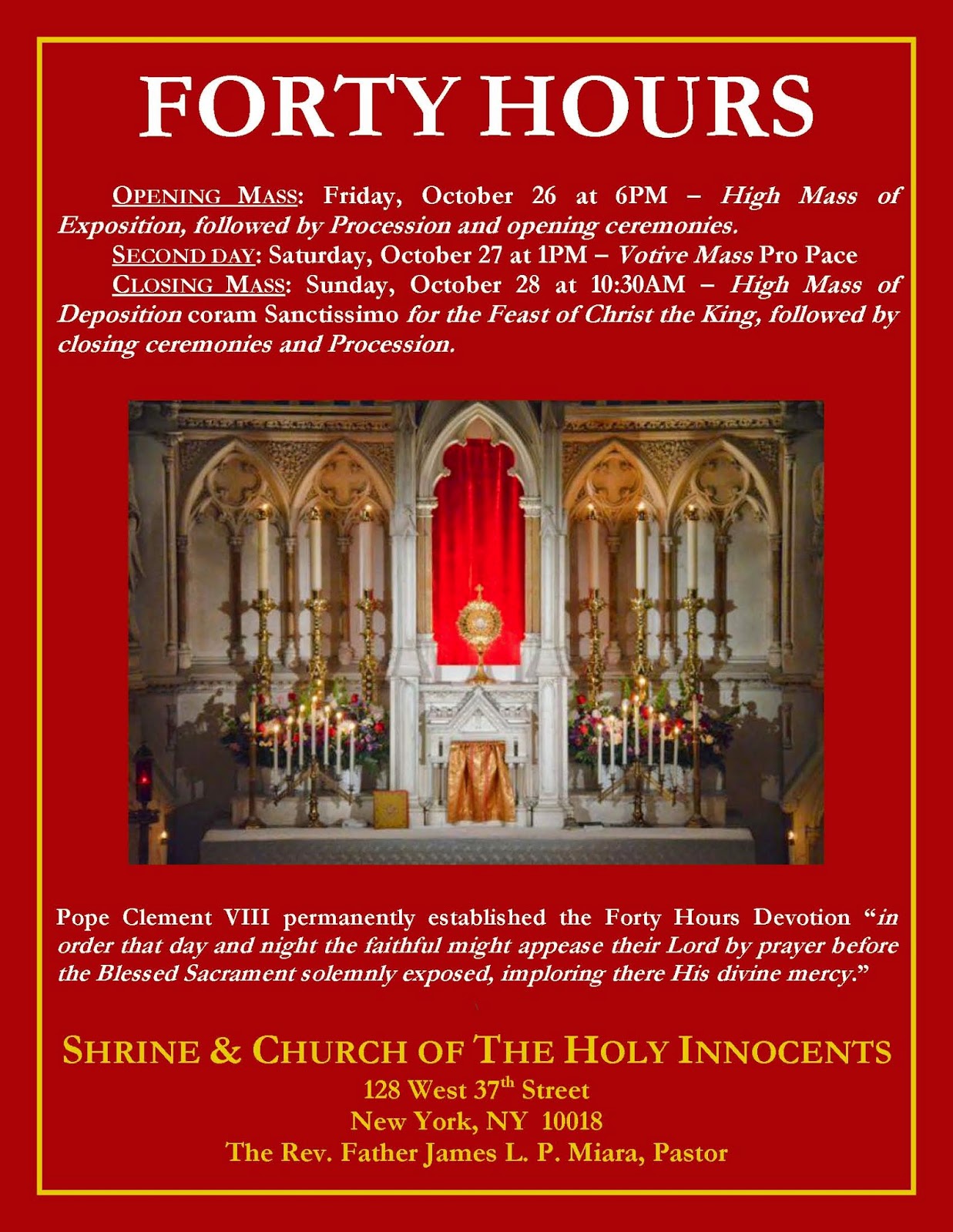 Traditional † Catholicism: Forty Hours Devotion 2018