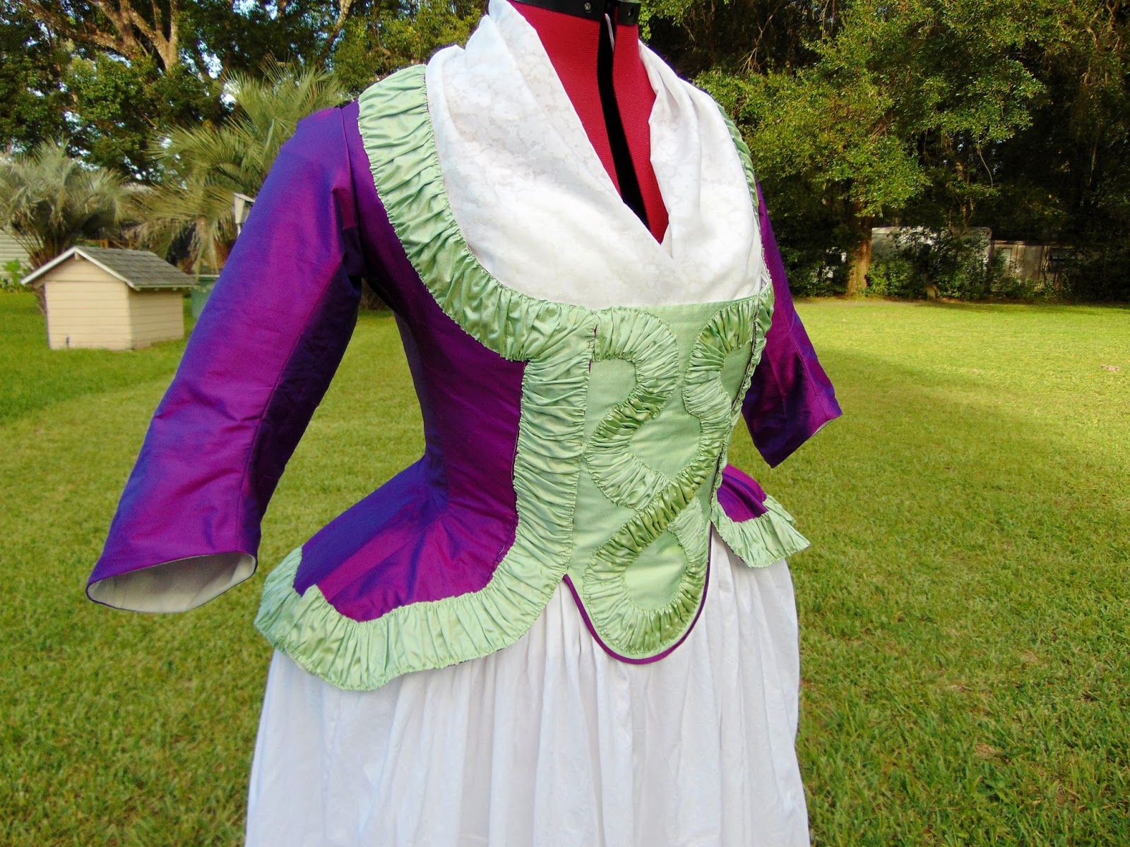 The Antique Sewist: Casaquin Jacket - Purple & Green Silk