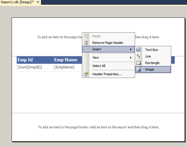 how to add header and footer in rdlc | SharePoint