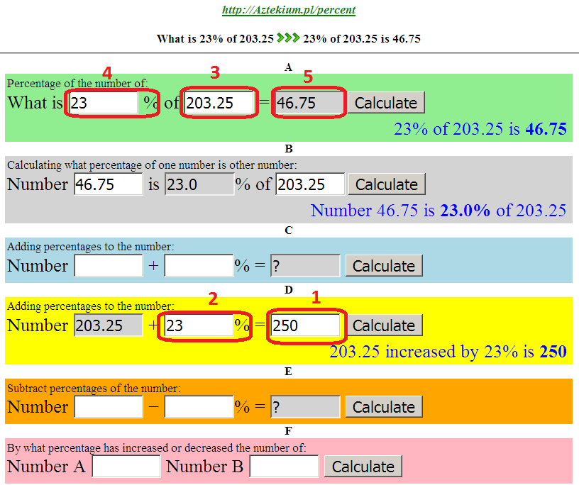 Online for Free: Percentages calculator