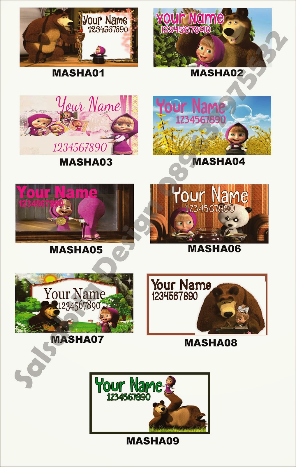 Sticker / Stiker / Label Nama Masha and the Bear ~ Jasa Desain ...