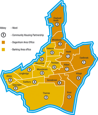Barking & Dagenham Map Region Political | Map of London Political Regional