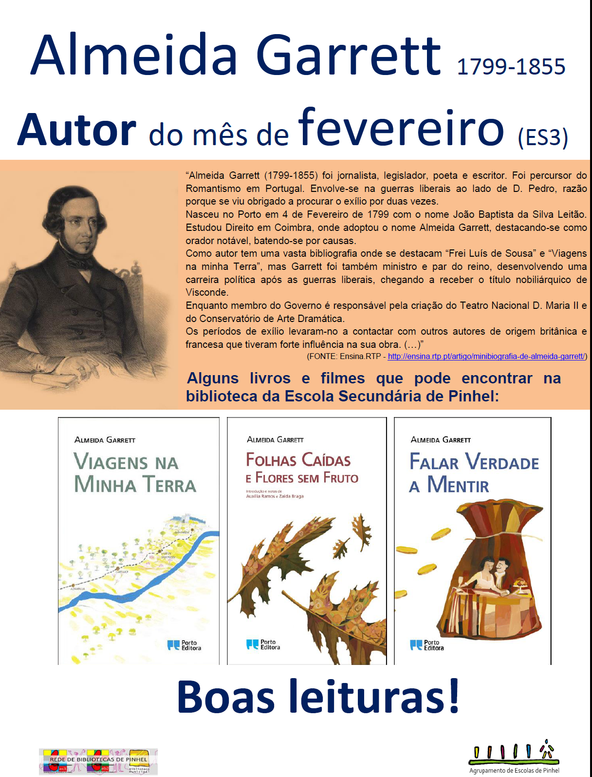 Agrupamento de Escolas de Pinhel: Almeida Garrett - Autor do Mês na ...