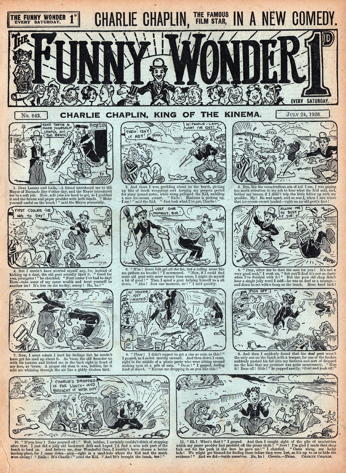 BLIMEY! The Blog of British Comics: Charlie Chaplin in The Funny Wonder