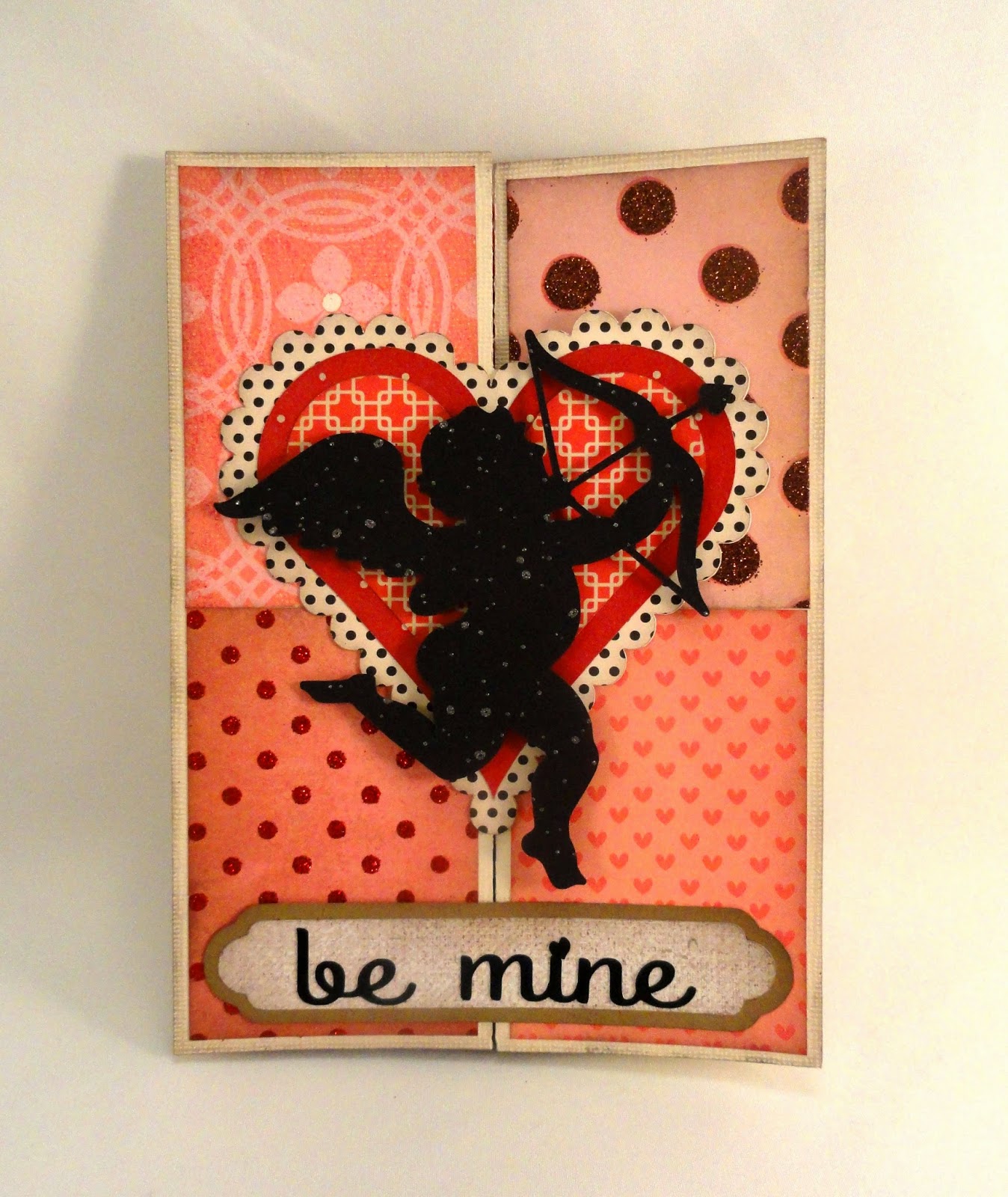 Needles 'n' Knowledge: Be Mine Cupid Medallion Double Bi-fold Card