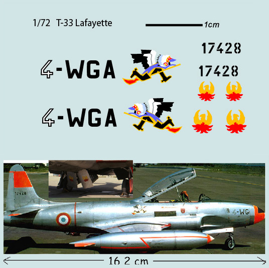 Renax Sharkit 1/72 Resin kits: Decals T-33 Lafayette