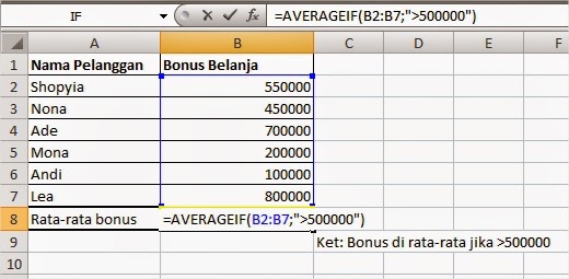 Blog Belajar Ms. Excel: Fungsi AVERAGEIF Ms Excel