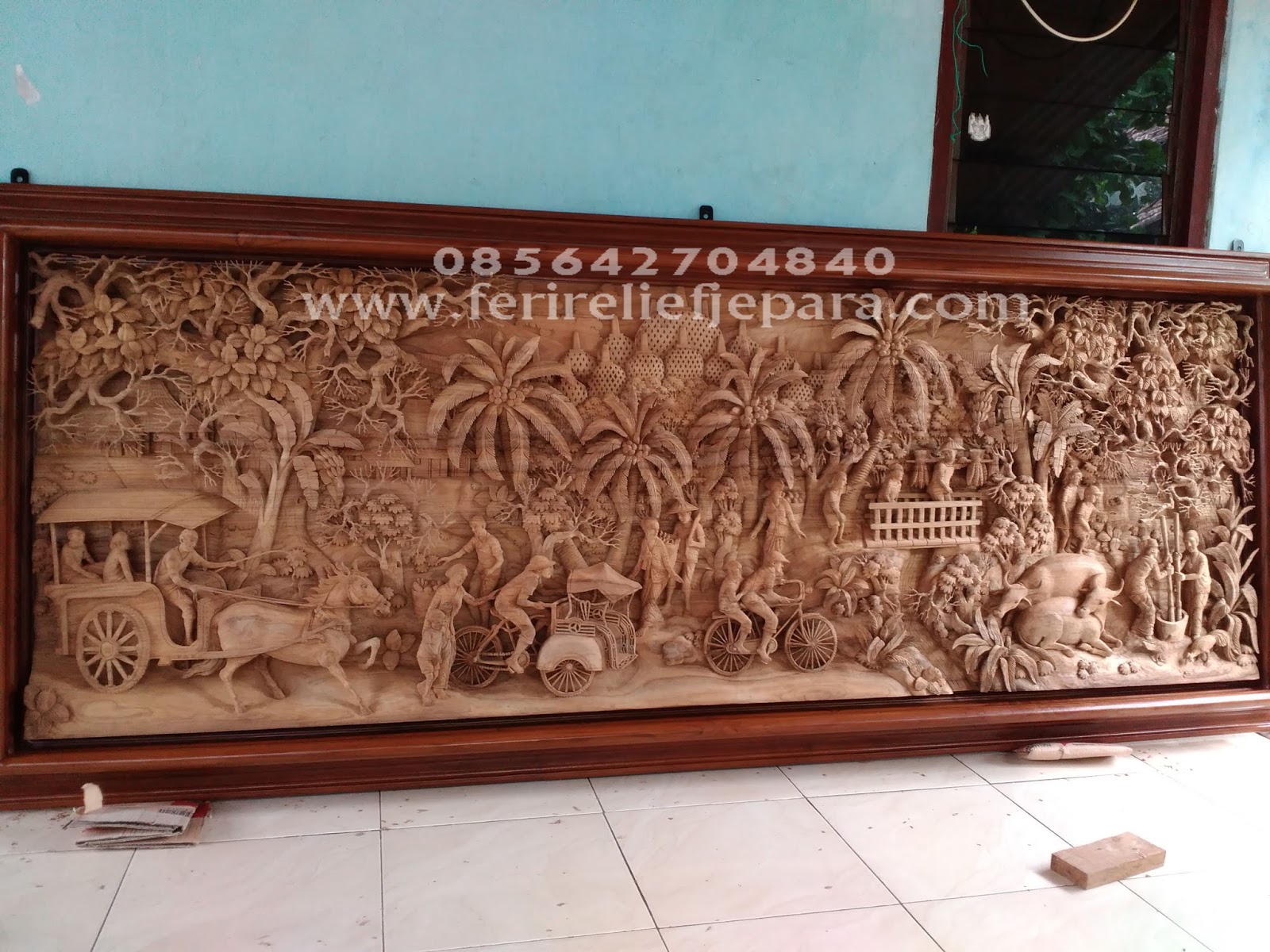 RELIEF UKIRAN KAYU MOTIF PEDESAAN - UKIR RELIEF 3 DIMENSI JEPARA