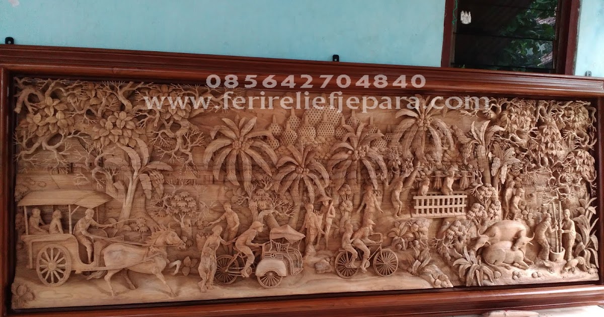 RELIEF UKIRAN KAYU MOTIF PEDESAAN - UKIR RELIEF 3 DIMENSI JEPARA