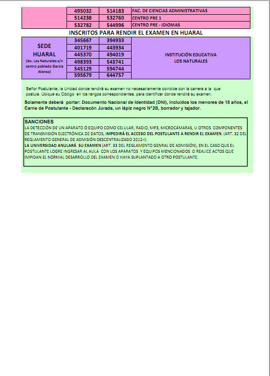 Admision Unmsm 2012 I San Marcos Locales 18 Setiembre Admision A La