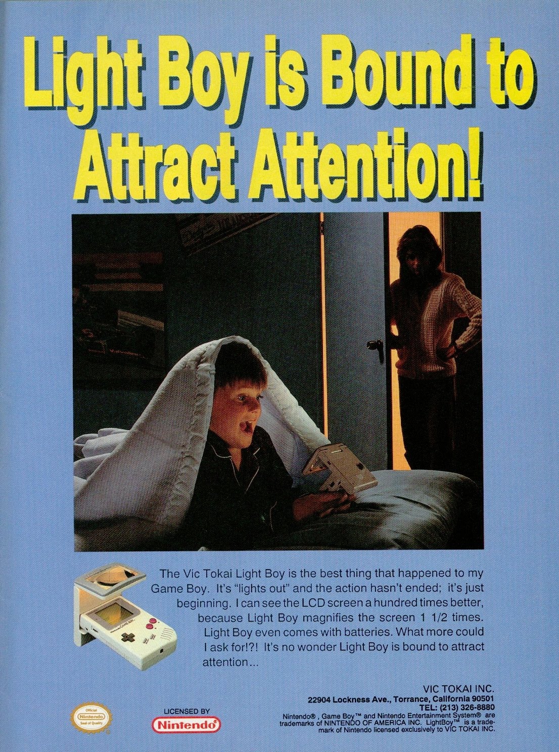 Classic Game Boy Ads: Light Boy is Bound to Attract Attention! Game Boy Ad