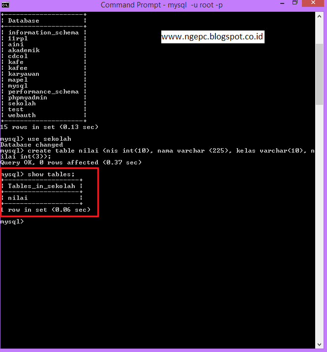 Cara Membuat Tabel Baru di CMD ~ Tutorial Komputer