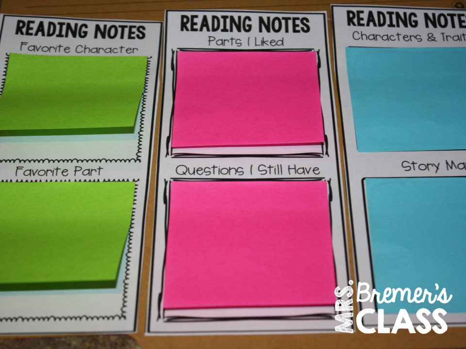 Editable Sticky Note Bookmarks | Mrs. Bremer's Class