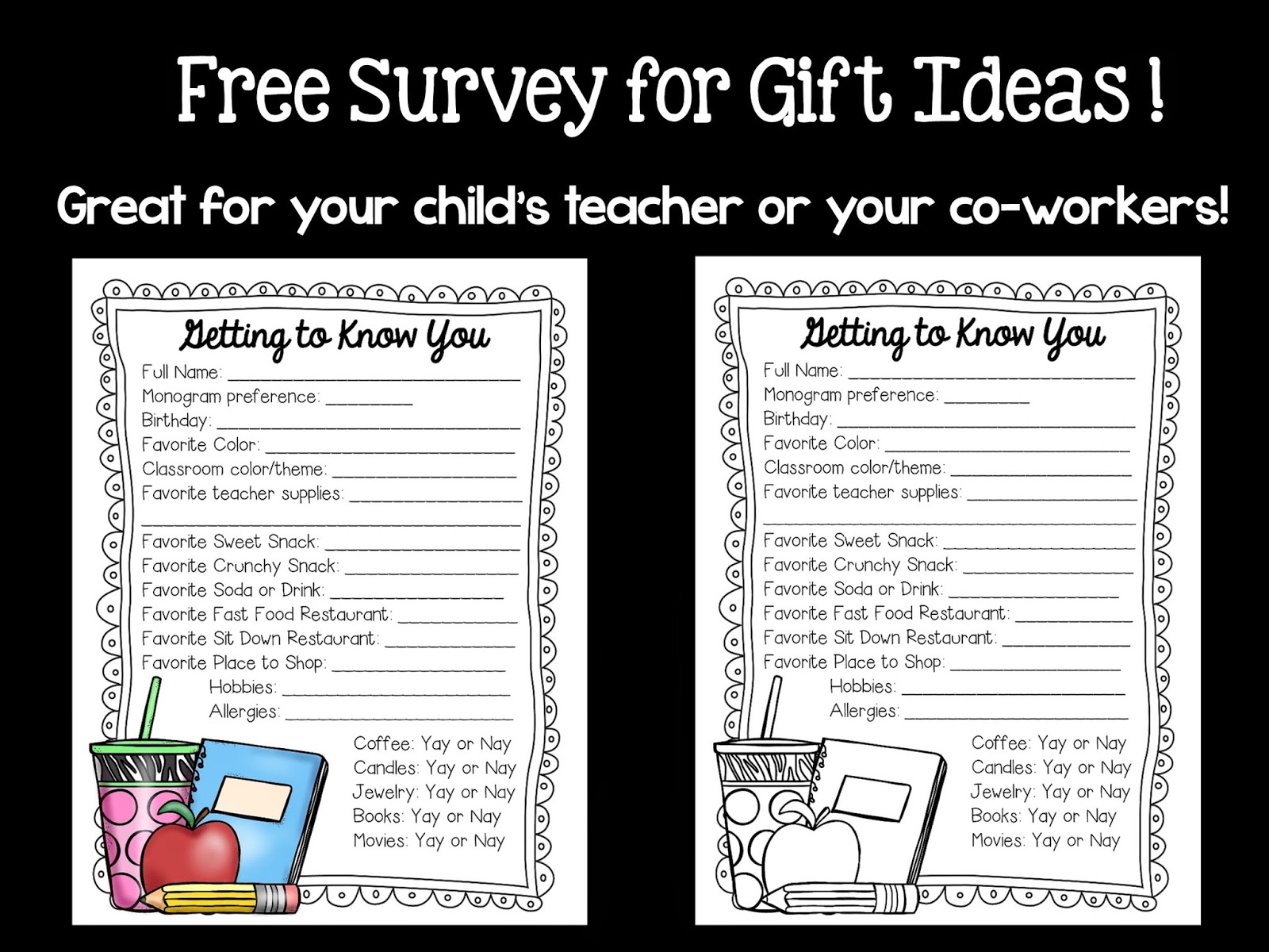 Classroom Freebies Too: Getting to Know You Survey