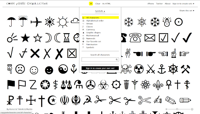 Web con cientos de caracteres especiales ~ ClickSystem