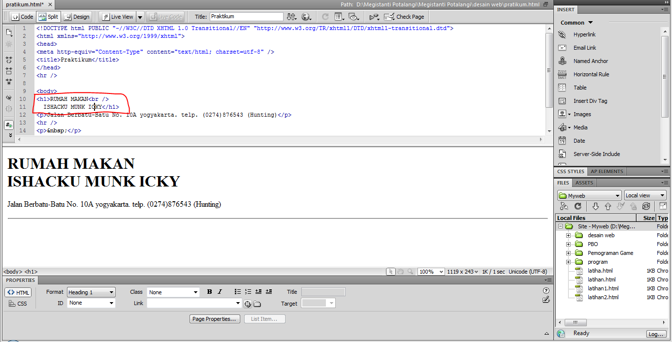 Cara Membuat HTML sederhana dengan menggunakan aplikasi Dreamweaver