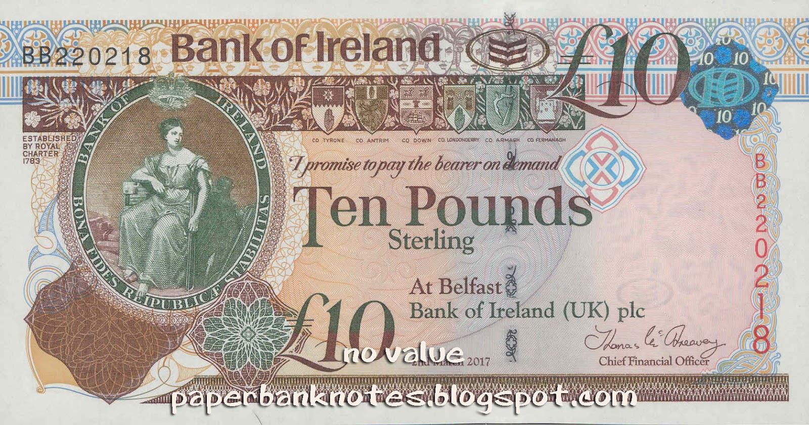 europe: Northern Ireland, Bank of Ireland - 2017 Reprint