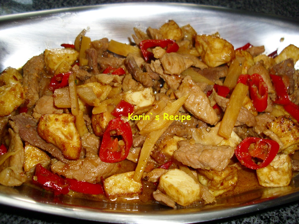 Karin's Recipe: Putih Telur Goreng & Daging Bumbu Tauco (Fried Egg ...