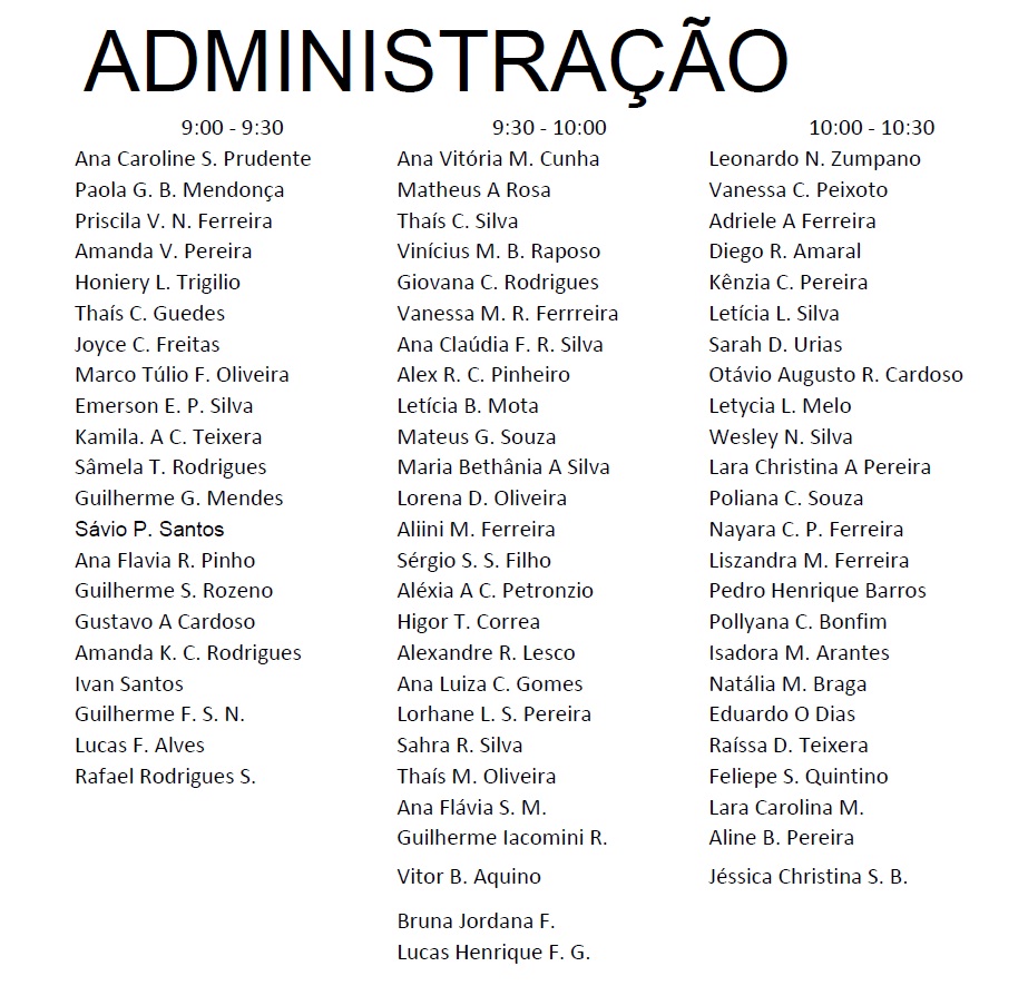 BioMessias: Lista de Turmas da Mostra de Profissões