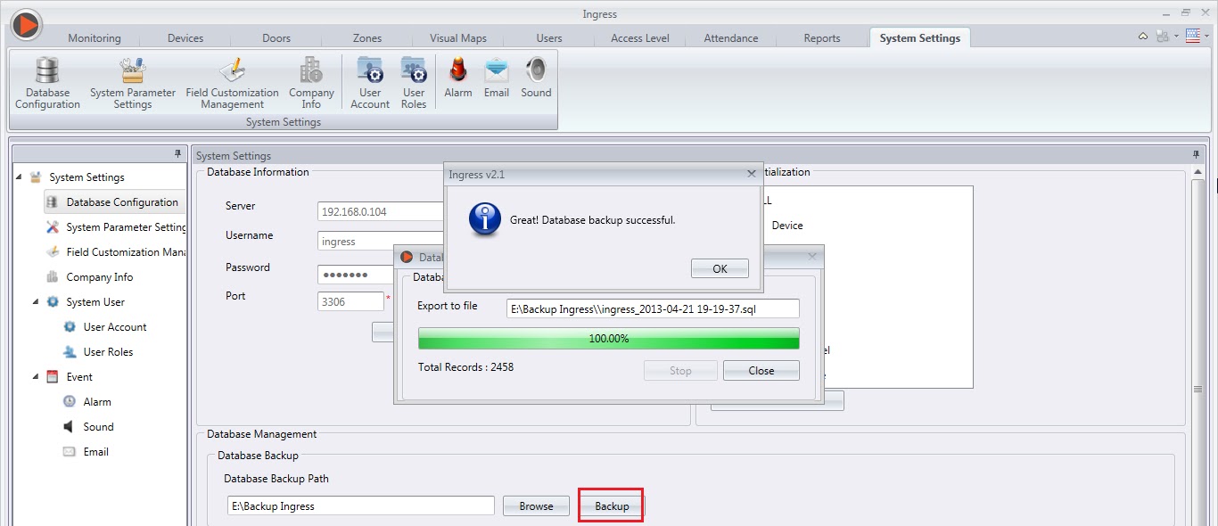 How to Backup & Restore database in Ingress | FingerTec Technical Blog