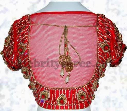 Red Net High Neck Blouse - Saree Blouse Patterns