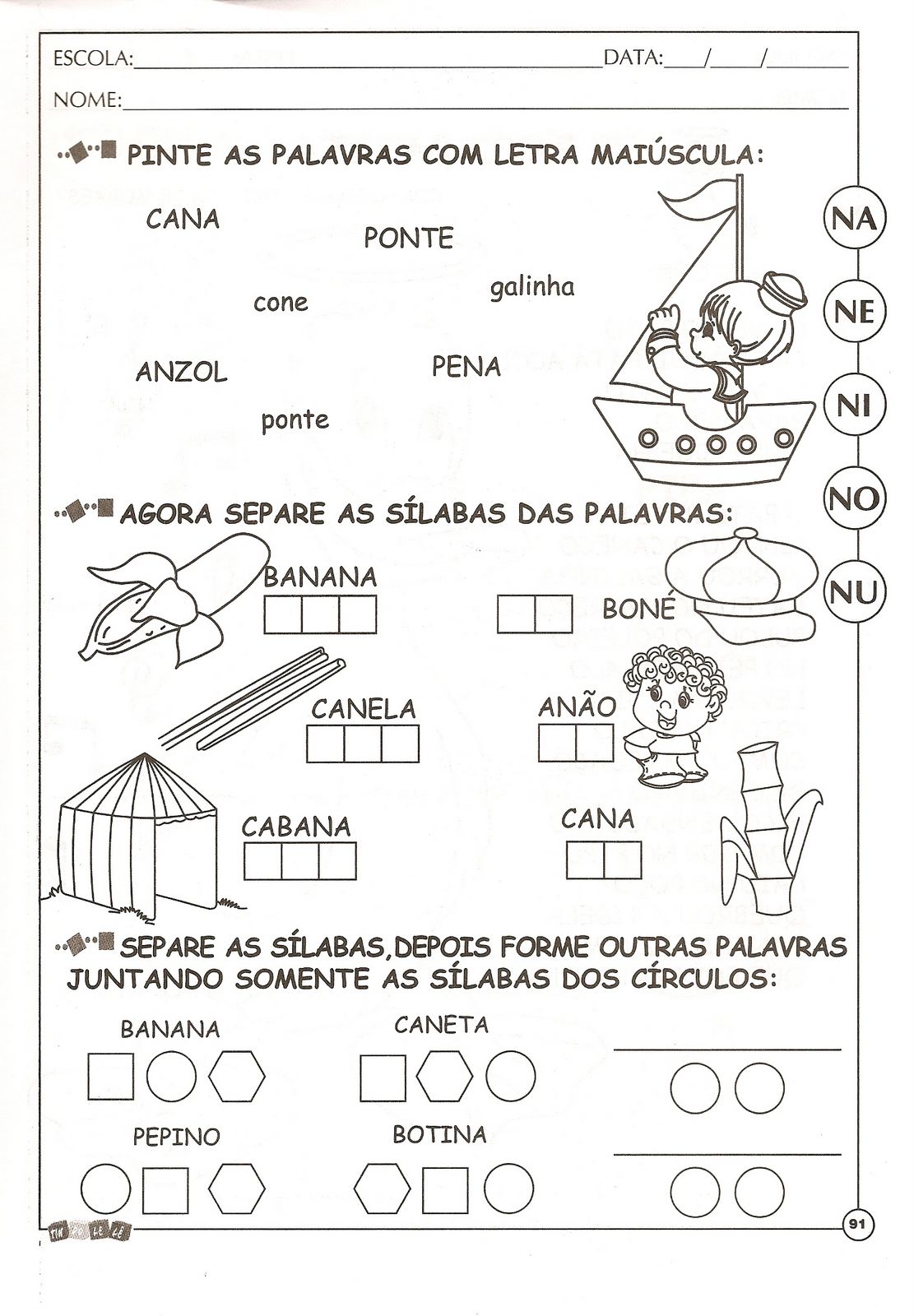Paraíso da Alfabetização: Mais atividades com a letra N