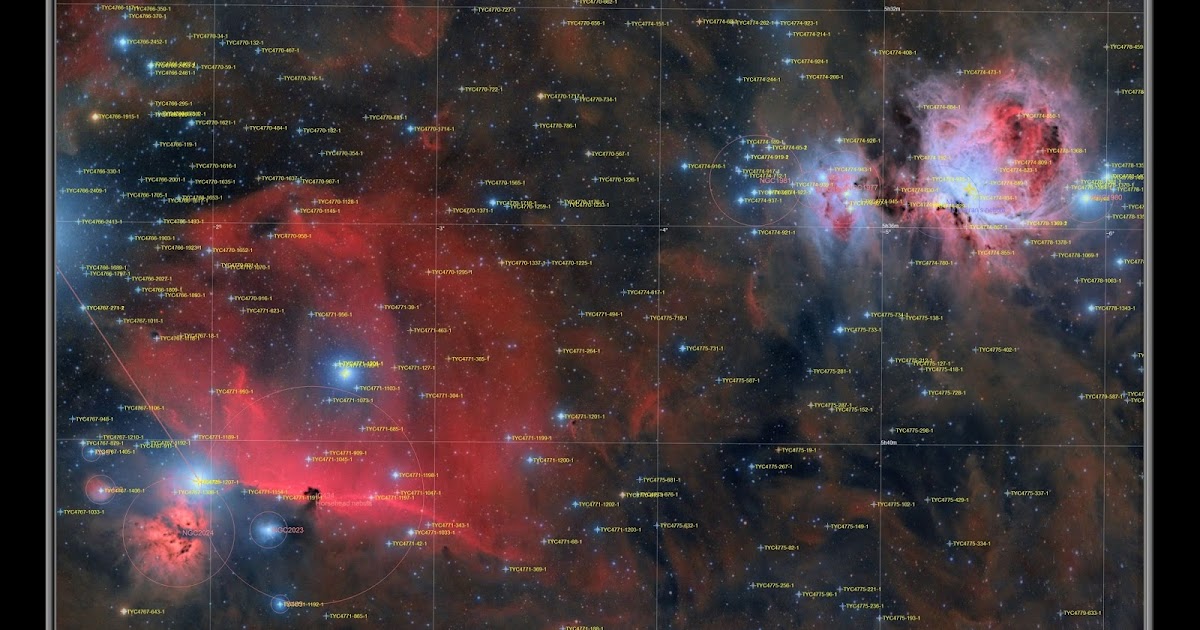 ATLAS OBSERVATORY : M42 & IC434 Nebula Widefield Annotated