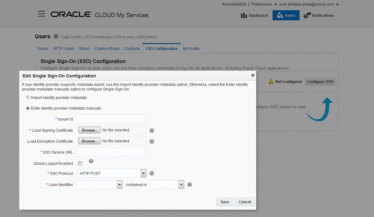 Oracle Cloud Solutions News: Single Sign-On (SSO) Configuration