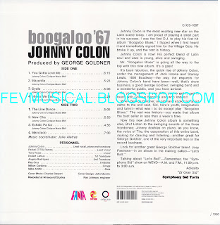 FEV MUSICAL: 1967 - Johnny Colon & His Orchestra - Boogaloo 67 (Cotique)