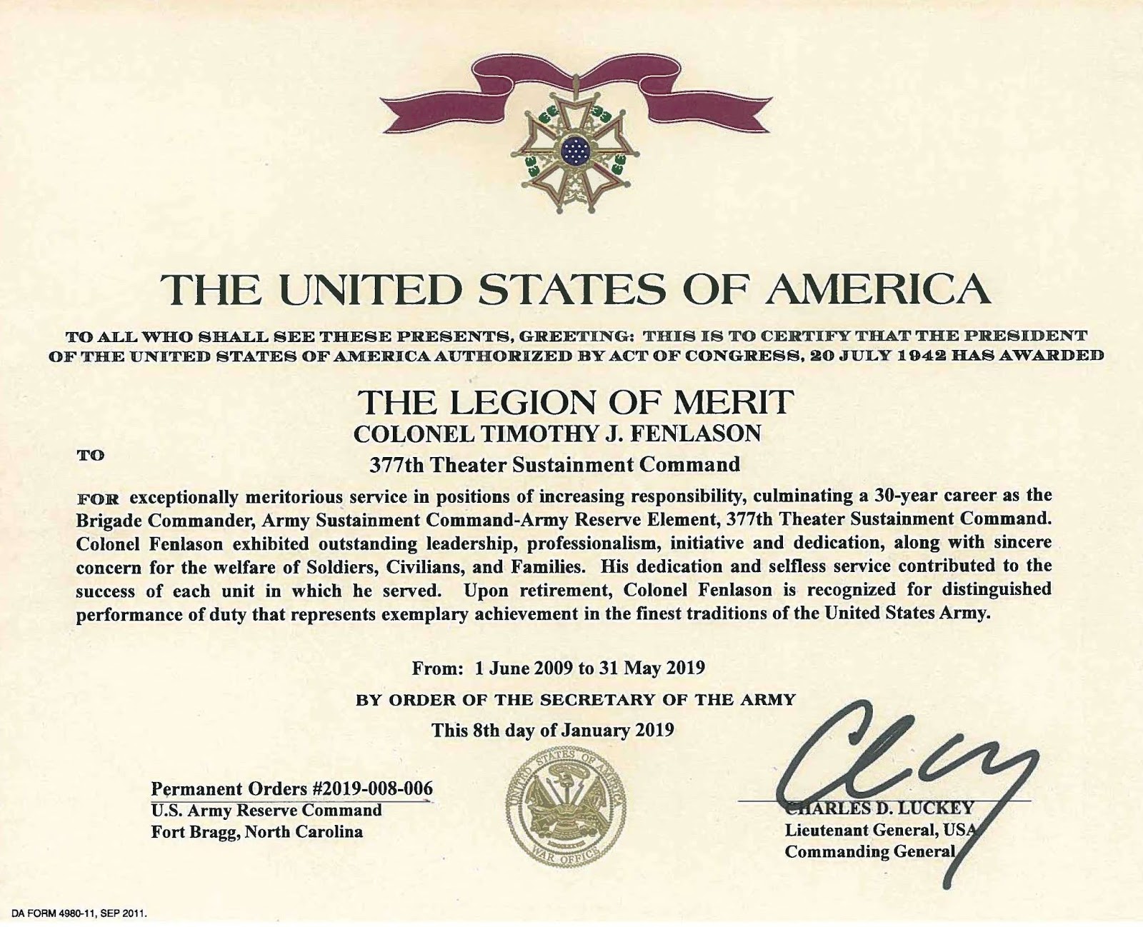 Fenlason - Pineda: Change-of-Command and Retirement