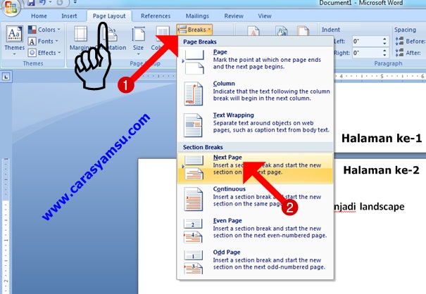 Cara Membuat Halaman Portrait dan Landscape dalam Satu File Word ...