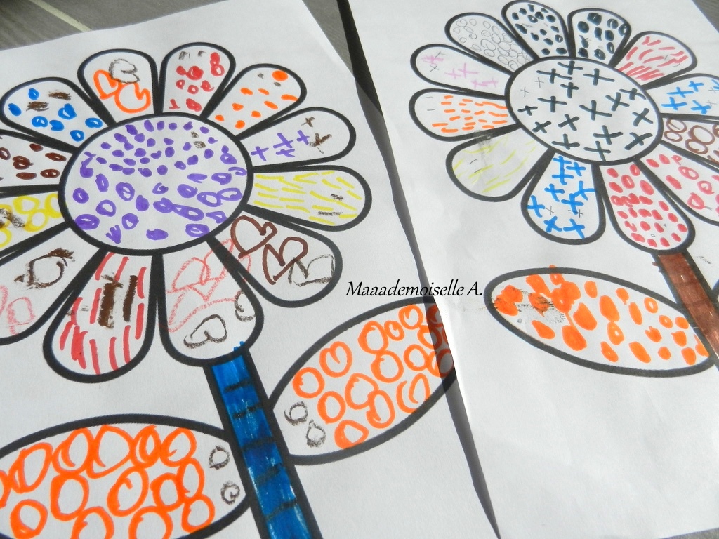 Maaademoiselle A.: || Activité graphique ; Fleurs colorées