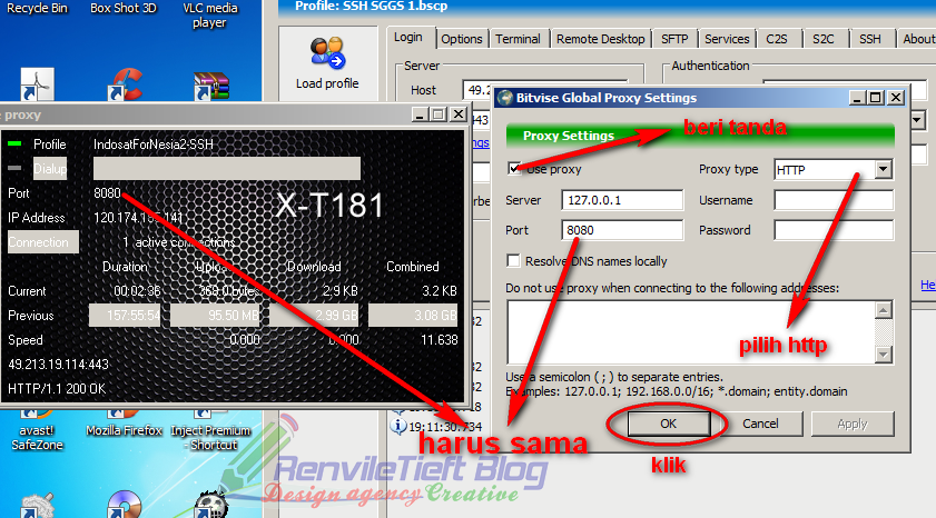 Tutorial atau Cara Setting Inject, Bitvise SSH Client, Akun SSH, dan Proxifier untuk Internetan ...
