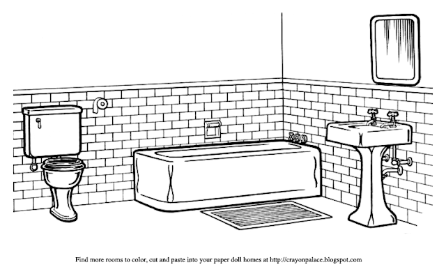 Crayon Palace: Color a bathroom for a paper doll's house