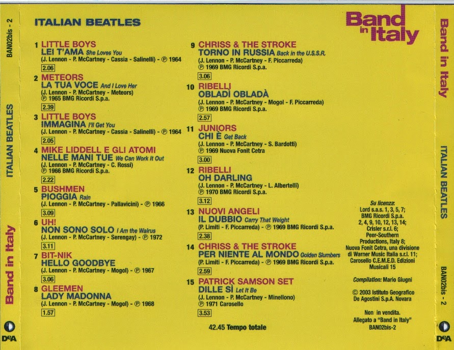 VERSO LA STRATOSFERA: Serie Italian Covers Vol.1 e mezzo - Band in ...