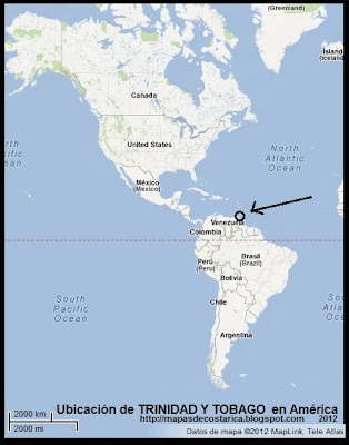 América. Ubicación de TRINIDAD Y TOBAGO en América, Google Maps