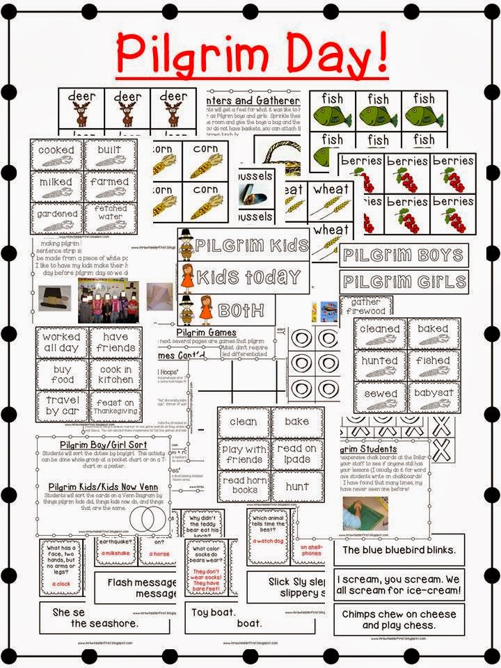 Mrs. Wheeler's First Grade Tidbits: Pilgrim Day