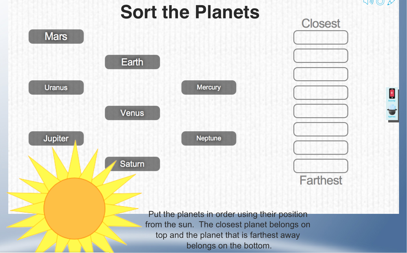 Tessa's Tech Notes: Planet Order Sort- a SMART Notebook Activity