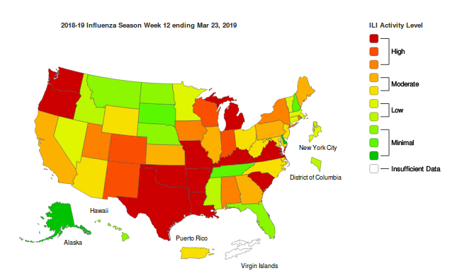 Avian Flu Diary: CDC FluView Week 12: Activity Elevated, But Down ...