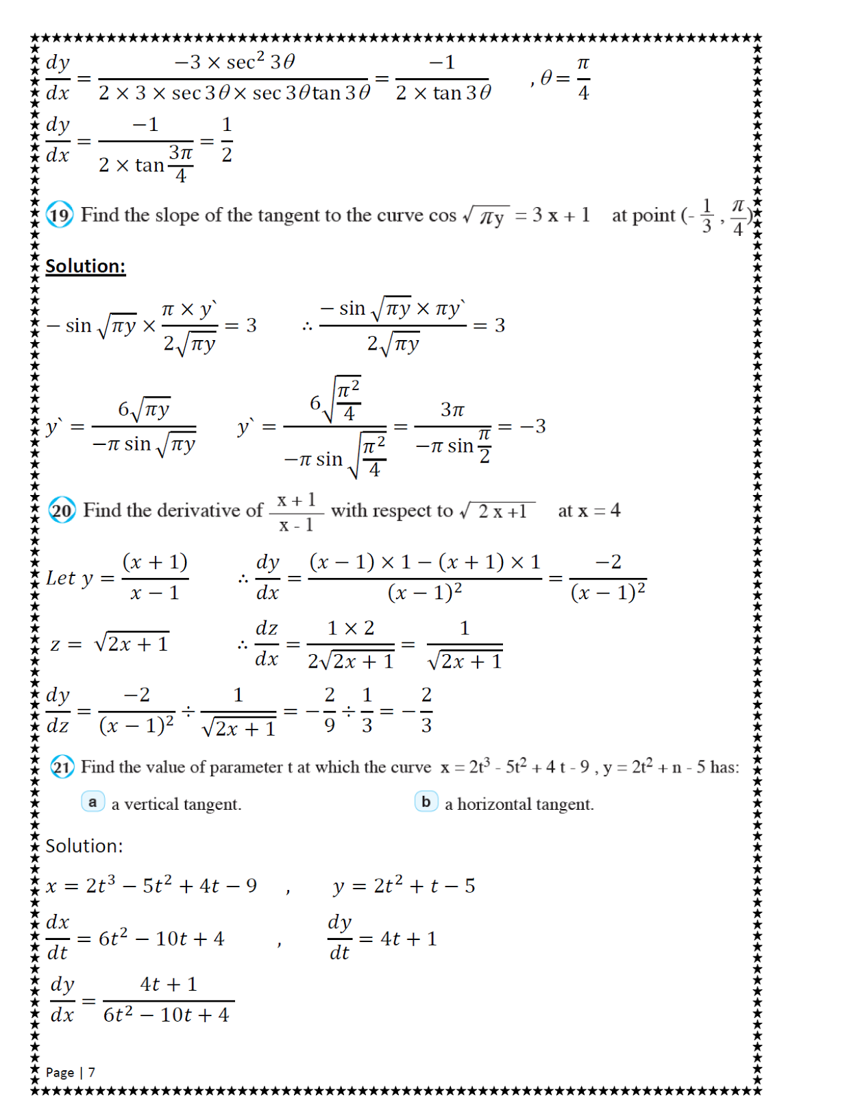 general maths: Implicit and Parametric Differentiation