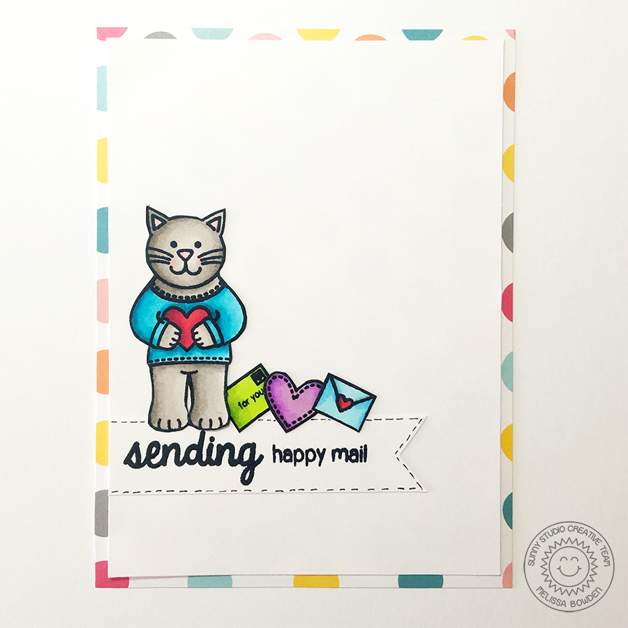 Sunny Studio: Sending My Love Happy Mail Kitty Cat Card with Melissa