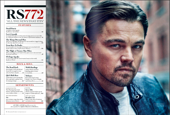 Izzy's Music Magazine: Magazine Analysis: Rolling Stone Contents