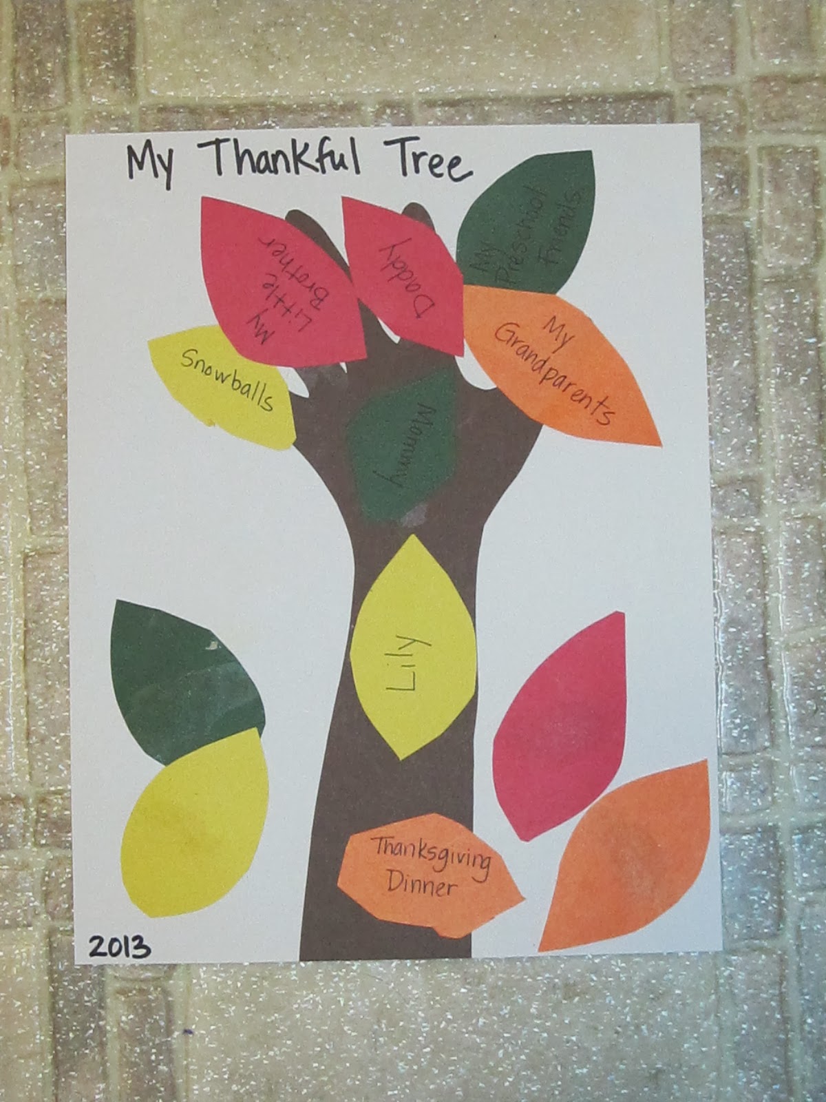Kitchen Floor Crafts: Thankful Tree