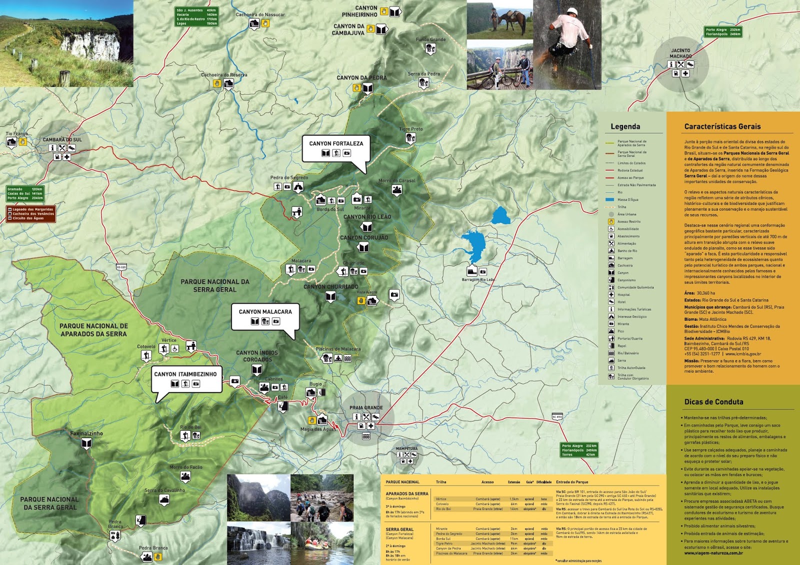 Mapa Turístico de Cambará do Sul | Rio Grande do Sul