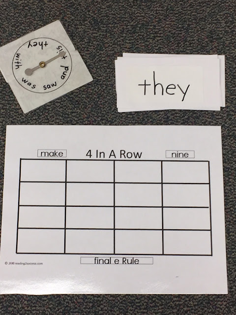 Reading2success: 4 In A Row Open Ended Game Inspired by Tic Tac Toe