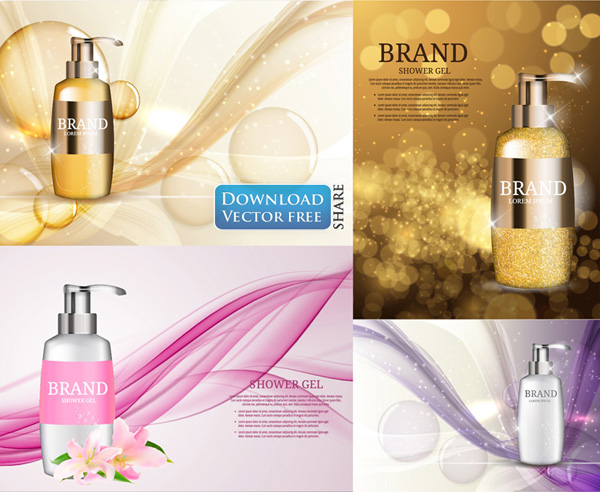 4 mẫu đồ họa quảng cáo sữa tắm dầu gội shower gel poster vector 6511 ...