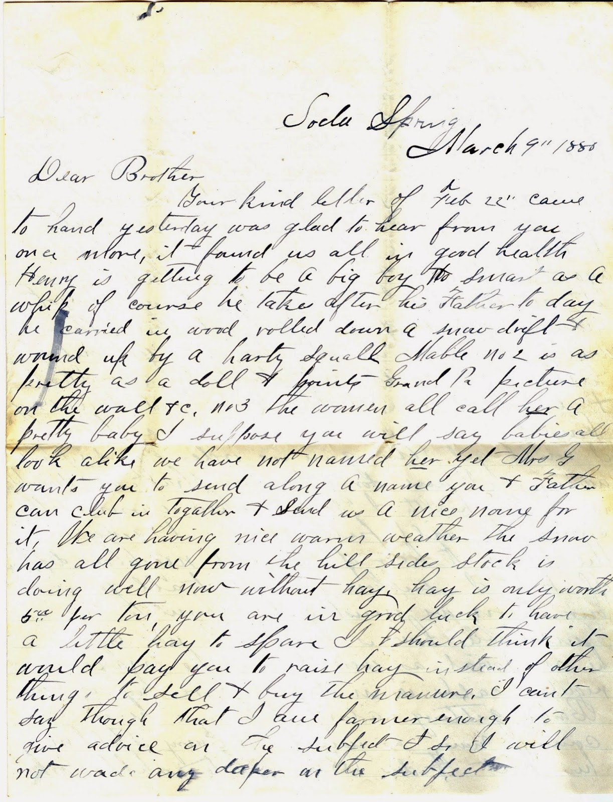 Gayla Gorton Family History: Letters -- March 1880 -- George W Gorton ...